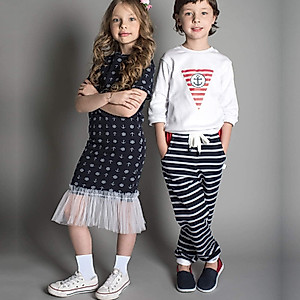 JAMEGIO Boys' Crew Socks 6 Pairs Cotton Athletic Socks for Toddlers Boys Girls(2-4 T)