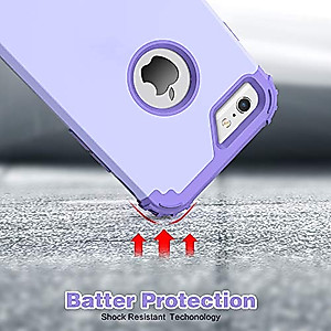 IDweel iPhone 6S Case, iPhone 6 Case with Tempered Glass Screen Protector, 3 in 1 Shock Absorption Heavy Duty Hard PC Covers Soft Silicone Full Body Protective Case for Women Girls,Purple