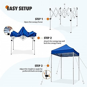 EAGLE PEAK 5x5 Pop Up Canopy Tent Instant Outdoor Canopy Easy Set-up Straight Leg Folding Shelter, Blue