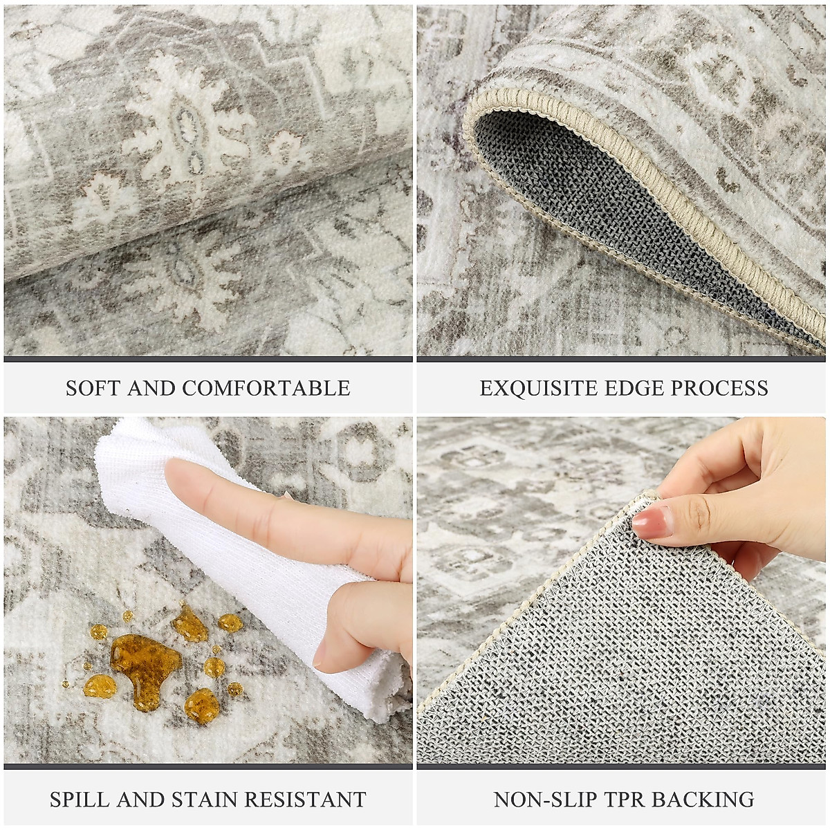 Pauwer Farmhouse Kitchen Rugs Sets of 3, Kitchen Runner Rugs Non Slip Washable, Boho Kitchen Mats for Floor, Indoor Door Mat Entrance, Laundry Room Rug, Thick Kitchen Floor Mat Carpet