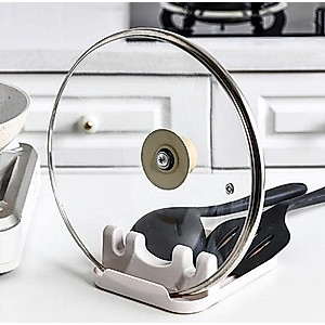 USYFAKGH Kitchen Utensil Rest with Drip Pad, Hanging Design, Heat-, Spoon Rest & Holder for Stove Top, Kitchen Utensil Holder for Spoons, Ladles, Tongs (White, One Size)