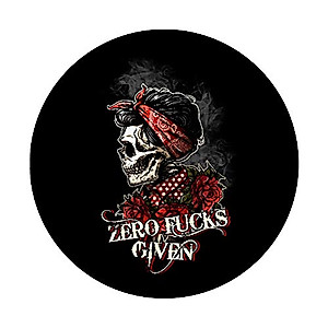 Zero Fucks Given Skull Mom Messy Bun Skull Sugar Bandana PopSockets PopGrip: Swappable Grip for Phones & Tablets