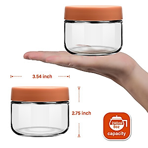 EONJOE 8oz Glass Jars with Lids 1 Cup Small Food Containers for Chia Pudding Jam Snack Yogurt Overnight Oats Candy,6-Pack