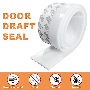Pehoto Door Draft Stopper Under Door Draft Blocker Insulator Door Sweep Weather Stripping Noise Stopper Strong Adhesive 39'' Length