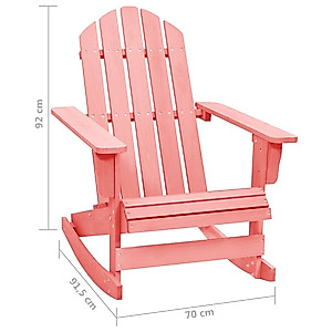 Tidyard Patio Adirondack Rocking Chair Solid Fir Wood Pink Outdoor Fire Pit Chair Wooden Garden Armchair for Porch Pool Lawn Deck Backyard Balcony Outdoor