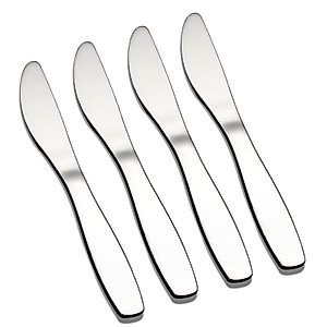 VANRA Premium 18/8 Stainless Steel Children Cutlery Set 6.6-inch Kids Dinner Knives Set 4 Pieces Silverware Flatware Utensil Set for Home School (4 Knives)