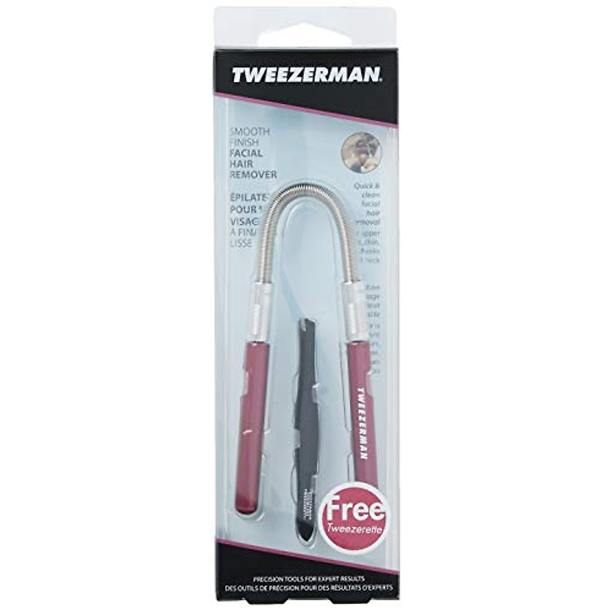 Tweezerman Smooth Finish Facial Hair Remover with Free Tweezerette, Pink