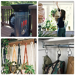 7 Pack S Hooks for Hanging with Safety Buckle, 5 inch Heavy Duty Vinyl Coated S Closet Hooks for Hanging Plants, Bags, Kitchen Utensils, Cups, Pots (Black)