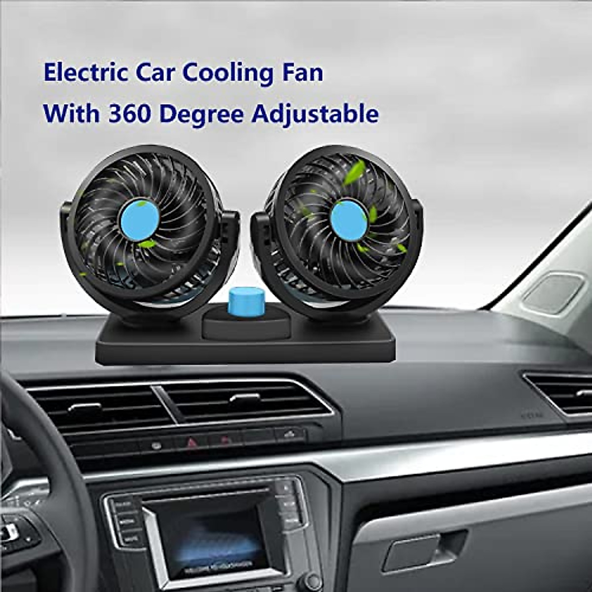 Car Cooling Fan, YYoomi Cigarette Lighter Electric 12V Car Fans with 360° Rotatable Dual Head, Automobile Vehicle Fan for Car Truck, SUV, RV, Boat, Powerful & Quiet