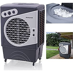 Honeywell CO60PM 2471 CFM Indoor/Outdoor Evaporative Air Cooler (Swamp Cooler) with Mechanical Controls in Gray/White