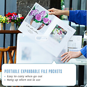 Chinco 2 Pieces Plastic Art Portfolio Large Art Portfolio Folder for Artwork Art Portfolio Case with Handles Waterproof Art Storage for Kids Teachers Artwork Keepsakes Poster(4 K)