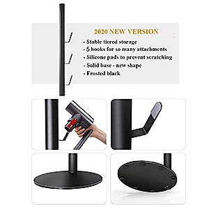 XIGOO Storage Stand Docking Station Compatible with Dyson V15 V11 V10 V8 V7 Vacuum Cleaners (Metal Bracket Black with 5 Hooks, Set of 2)