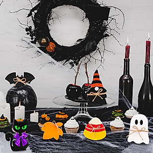 JOICEE Halloween Tiered Tray Decorations, 6Pcs Halloween Wooden Table Sign, Black Cat Ghost Bat Candy Corn Freestanding Table Shelf Farmhouse Rustic Signs for Halloween Home Indoor Décor.