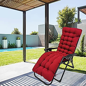 Sun Lounger Chair Cushions,67-inch Lounge Chaise Cushion Sun Lounger Mattress with Non-Slip Back Elastic Sleeve for Garden Outdoor/Indoor/Sofa/Tatami/Car Seat/Bench (Red)