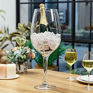 MyGift 20-Inch Giant Clear Decorative Hand Blown Wine Glass Novelty Stemware/Champagne Magnum Chiller