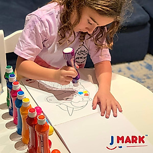 J MARK Jumbo Washable Dot Markers for Toddlers –Dabbers (3 Oz each) with Educational Activity Book – Dot Markers Washable -Easy Grip Bingo Daubers for kids, Arts Crafts Dot Markers for Kids