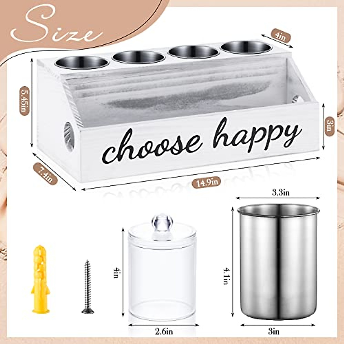 Nuenen Hair Tool Organizer White Hair Dryer Holder Choose Happy Blow Dryer Holder Hair Supply Storage Organizer Wood Curling Iron Holder Hair Accessories Product Styling Tools Organizer for Bathroom