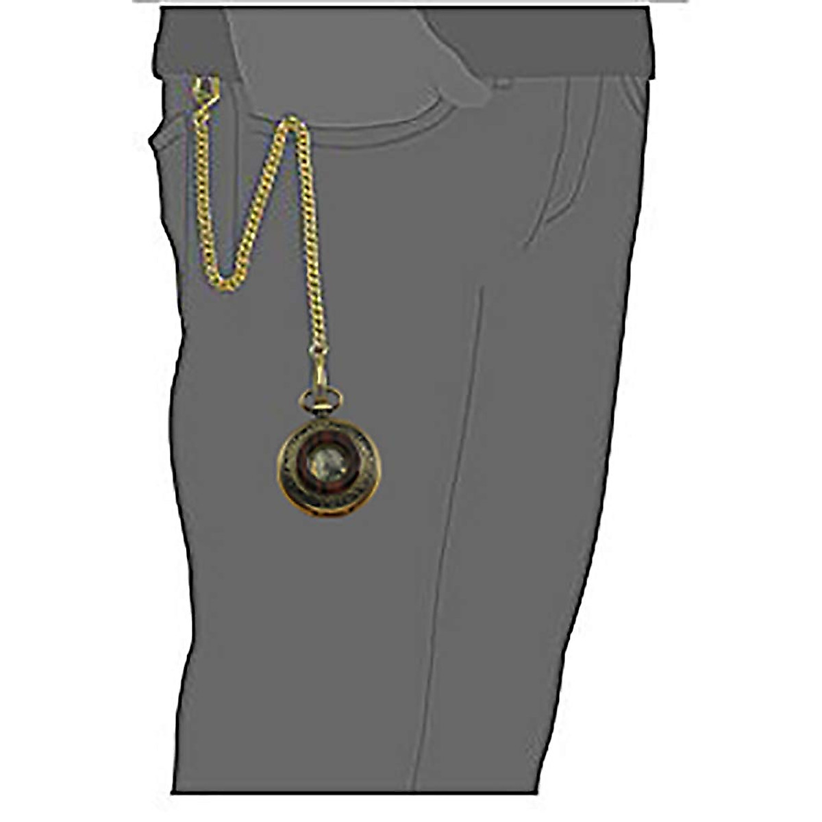 VIGOROSO Men's Hand-Wind Mechanical Pocket Watch Vintage Steampunk Wood Grain Hollow Design with Chain and Box