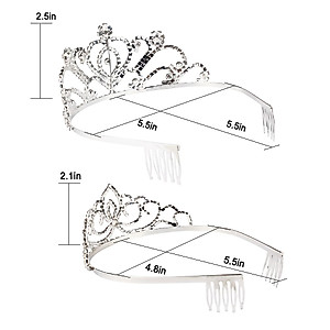 Exacoo Pack of 2 Rhinestone Tiara Crown Exquisite Headband Comb Pin Wedding Bridal Birthday Tiaras