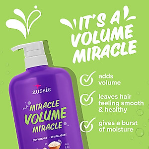 Aussie Miracle Volume Conditioner with Plum & Bamboo for Fine Hair, 30.4 Fluid Ounce (Pack of 4)
