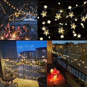 Extra-Long 100 LED 40Ft Star String Lights Outdoor/Indoor, Super Bright Christmas Lights Waterproof 8 Modes Outdoor Twinkle Lights for Bedroom, Garden, Patio, Wedding, Party, Christmas (Warm White)