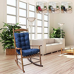 Rocking Chair Cushion Pad, 2 Pieces Indoor/Outdoor Rocking Chair Cushions Set Indoor/Outdoor Soft Thickened Patio Chaise Lounger Cushion Overstuffed Patio Chair Cushion (Navy Blue)