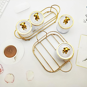 jinsongdafa Metal tray Snack candies tank with cover,3 Removable Snack candies tank tray, For Food Dispenser, Biscuit jar, Airtight jar, Snack, Jewelry Storage, candies, and Condiments White