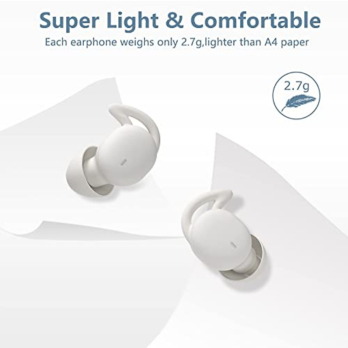 Omidyi True Wireless Sleep Earbuds, Noise Cancelling Earbuds for Sleep, Ultra Small and Skin-Soft Silicone Bluetooth Headphones in-Ear Specifically to Help You Fall Asleep Faster and Sleep Better