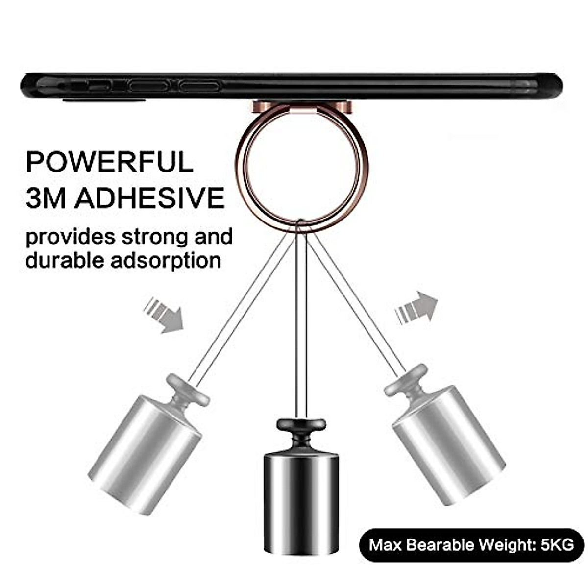 3 Pcs Cell Phone Ring Holder, Yiwanson Phone Ring Holder Finger Kickstand, 360 180 Degree Rotation, Mirror Ring Holder Bracket on Back of Phone, for All Smartphone (Gold/ Pink/ Black)