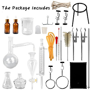Cherish XT Home Distiller Distilling to Making Your Own Essential Oil, Moonshine, 3.3 Boro Alcohol Distiller Chemistry Lab Glassware Kit,Glass Distilling,Distillation Apparatus 15pcs Set, 500 ML