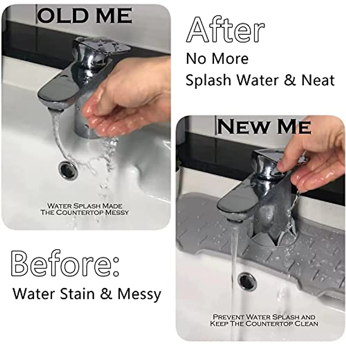 2 Pack Silicone Faucet Handle Drip Catcher Tray, Kitchen Guard Silicone, Kitchen Guard for Faucet, Sink Splash Guard for Kitchen Bathroom, Silicone Sink Faucet Splash Guard