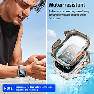 Goton Waterproof Screen Protector Case Compatible for Apple Watch Ultra 2/1 49mm, Hard Bumper with Tempered Glass for iWatch Cover 49 mm
