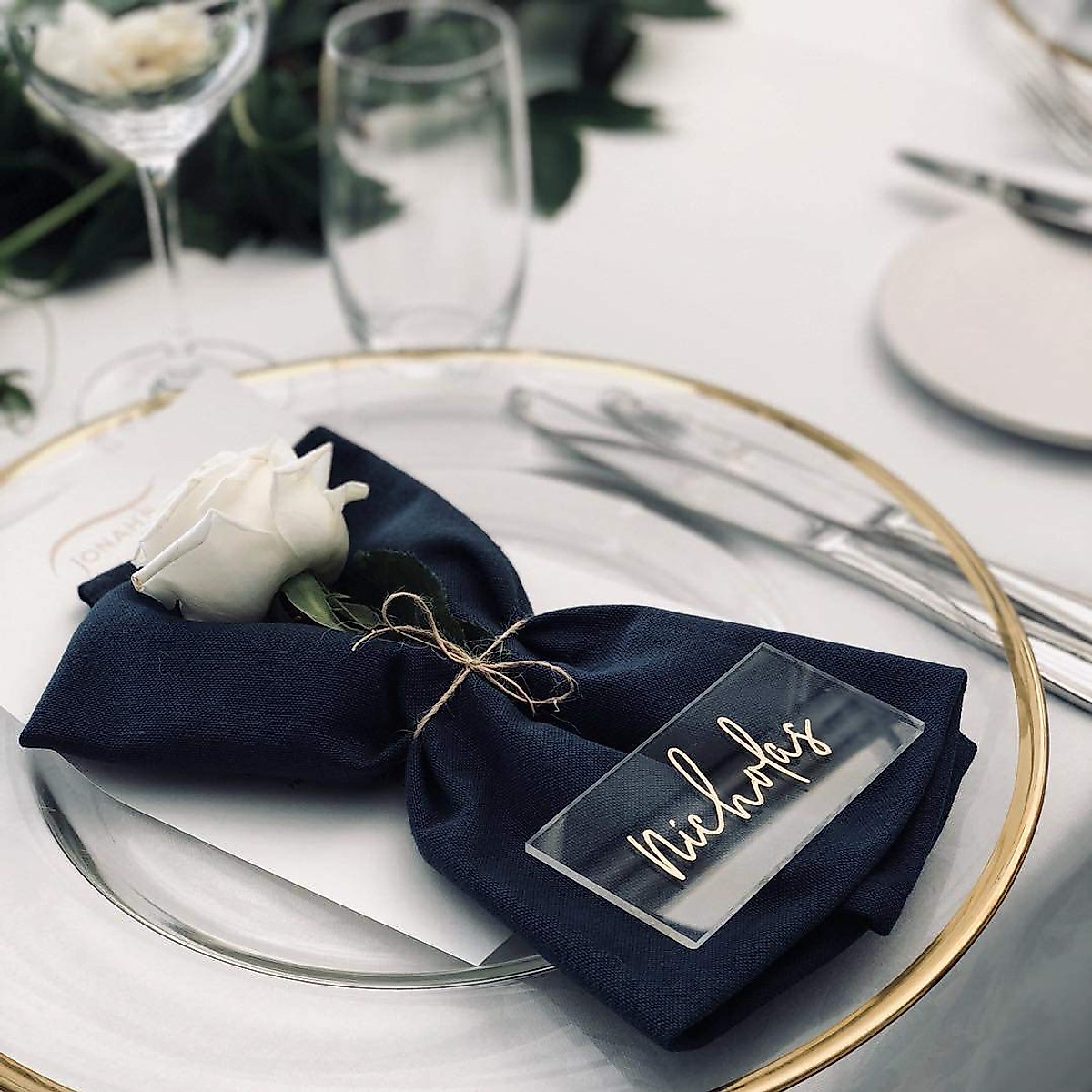 25 Pcs Clear Acrylic Wedding Place Cards, Blank Rectangle Acrylic Name Cards Handwritten Calligraphy Seating Cards Escort Cards and Wedding Table Decor, 3 1/2 x 2 inch