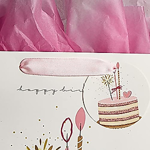 SUNCOLOR 13" Large Gift Bags for Girls Birthday Party with Tissue Paper (2 Pack, Cakes)