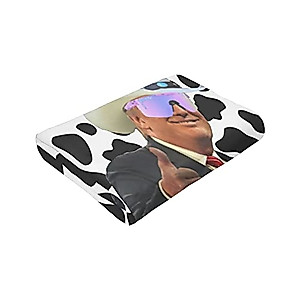 Cow Print Cowboy Blanket Throw Blanket Ultra Soft Blankets Warm Lightweight Flannel Blanket 50"x40"