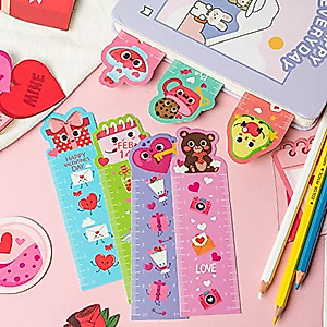 50 Pieces Valentine's Day Bookmark Valentines Day Markers Fun Book Marks Valentines Day Page Clips Bookmarks Happy Valentine's Day Gifts for Kids Classroom Supplies Party Favors, 10 Designs