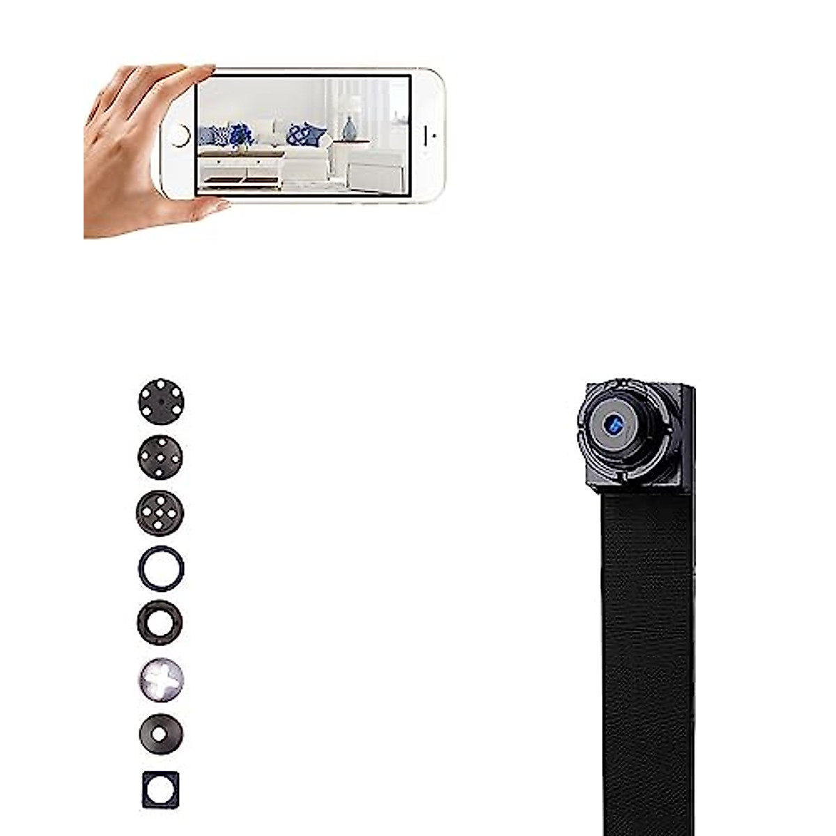 Jigayao Mini WiFi Pinhole Spy Camera, Full HD 1080P Hidden Camera Wireless Portable DIY Pinhole Nanny Spy Cam with Motion Detection/Remote View, No Audio