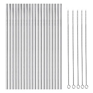 OKGD 25 Piece Set Stainless Steel Straws Ultra Long 10.5 Inch Drinking Metal Straws Reusable Drinking Straws for 20 30 OZ (20 Straight| 5 Brushes)