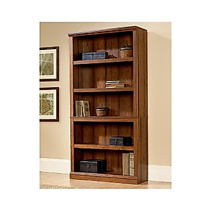 Pemberly Row Wooden 5 Shelf Bookcase in Washington Cherry Finish