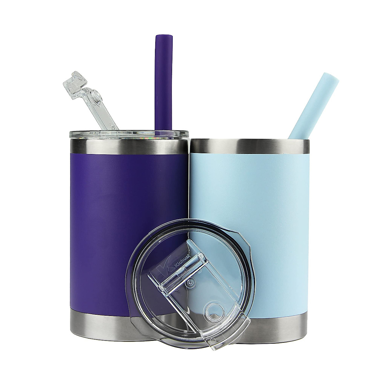 K KICHUZL 2 Pack 12 OZ, Toddler Cups, BPA FreeStainless Steel Smoothie Cup For Kids, Insulated Tumbler with Leak Proof Lid And Silicone Straw,Dishwasher Safe,Easy Cleaning