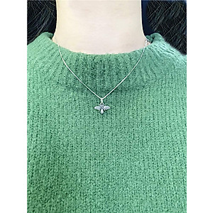 Dtja Vintage Bee Necklace for Women Girls Men 925 Sterling Silver Oxidized Charm Bumblebee Honeybee Pendant Choker Necklaces Adjustable Box Chain 18 inches Fashion Punk Retro Jewelry