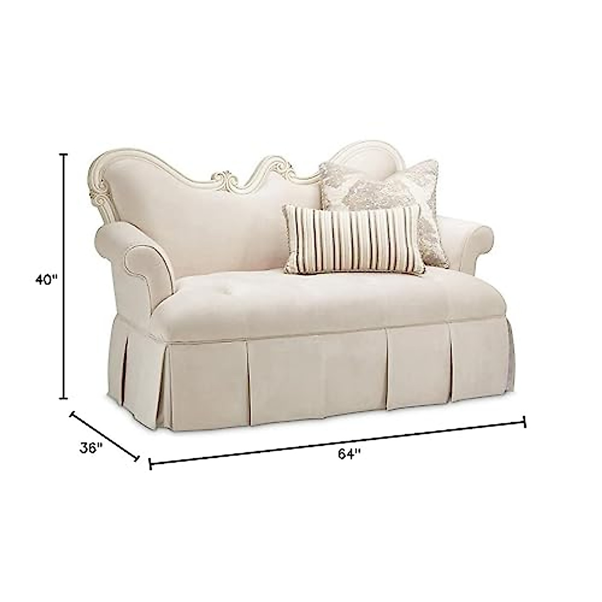 Michael Amini Lavelle Classic Pearl Traditional Velvet Settee in Ivory