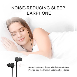 okcsc M16 Sleep Earbuds Noise Cancelling Wired Lightweight Ultra-Soft Silicone in-Ear Headphone Earplugs with Microphone & Volume Control Black