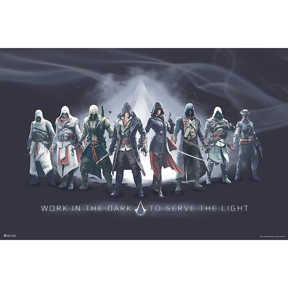 Assassins Creed Wall Art Posters Video Games Wall Decor Work in The Dark to Serve The Light Lineup Valhalla Games Gaming Room Decor Cool Movie Poster Gamer Gift Cool Wall Art Print Poster 18x12