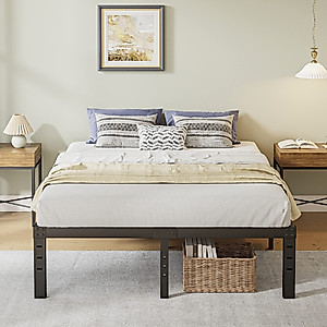 RestVille Queen Size Bed Frame Heavy Duty Steel Slats Platform Metal Bed Frame No Box Spring Needed