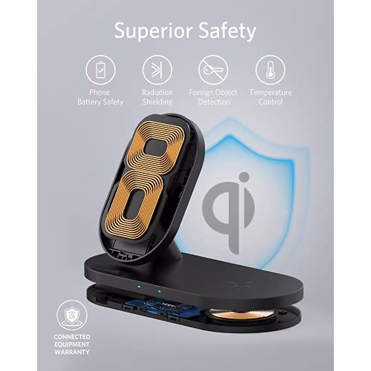 Anker Wireless Charging Station, PowerWave Sense 2-in-1 Station with 5 ft USB-C Cable, for iPhone 14/14 Pro/14 Pro Max/13/13 Pro Max, Samsung, AirPods and More (Adapter Not Included)