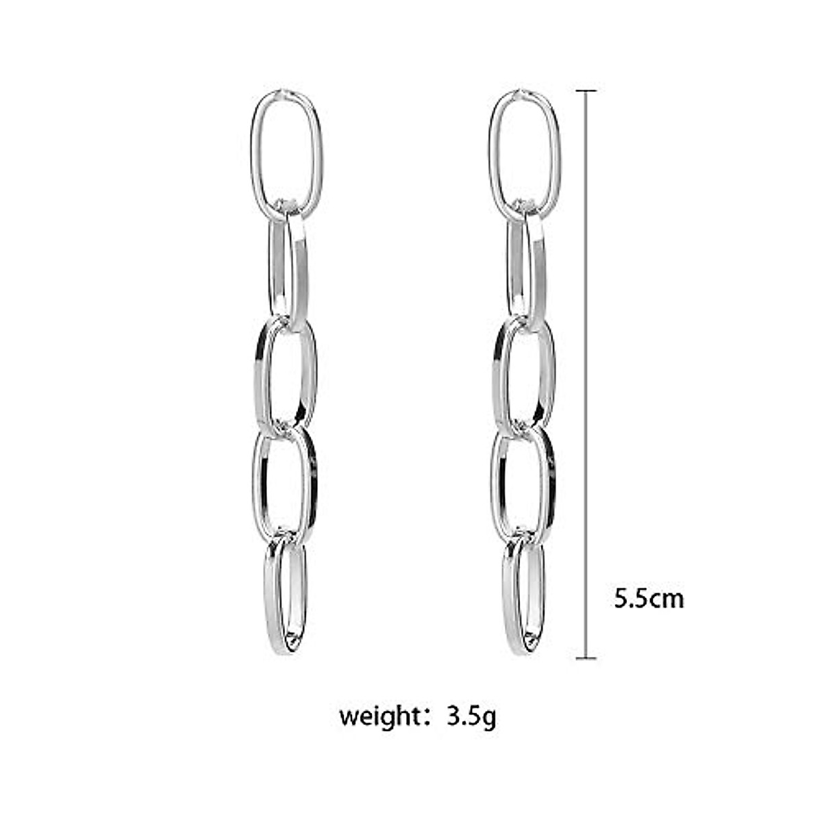 14K Gold Plated Paperclip Alloy Link Chain Choker Necklace Bracelet Earrings Set Punk Oval Dainty Chunky Chain Flat Link Costume Jewelry Set for Women Girls Men Party Gifts Jewelry-Silver