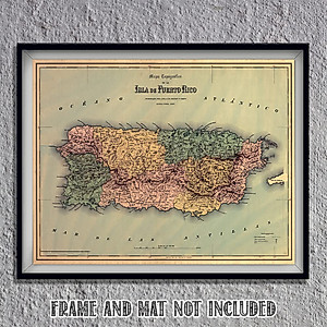 1886 Puerto Rico Map - 11x14 Unframed Art Print - Perfect Wall Decor in This Highly Detailed Restored Reproduction Under $15
