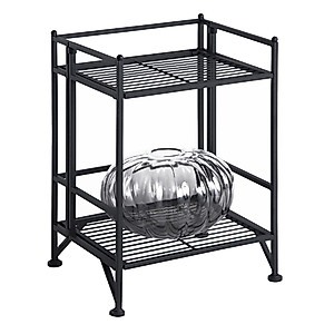 Convenience Concepts Xtra Storage 2 Tier Folding Metal Shelf, Black