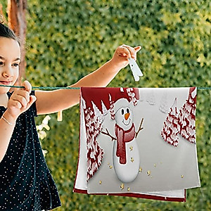 JSTEL Christmas Snowman Kitchen Towels Set of 2,Super Absorbent Dish Drying Towels Rectangle 28.3x14.4 inch Microfiber Kitchen Hand Towels Xmas Pattern
